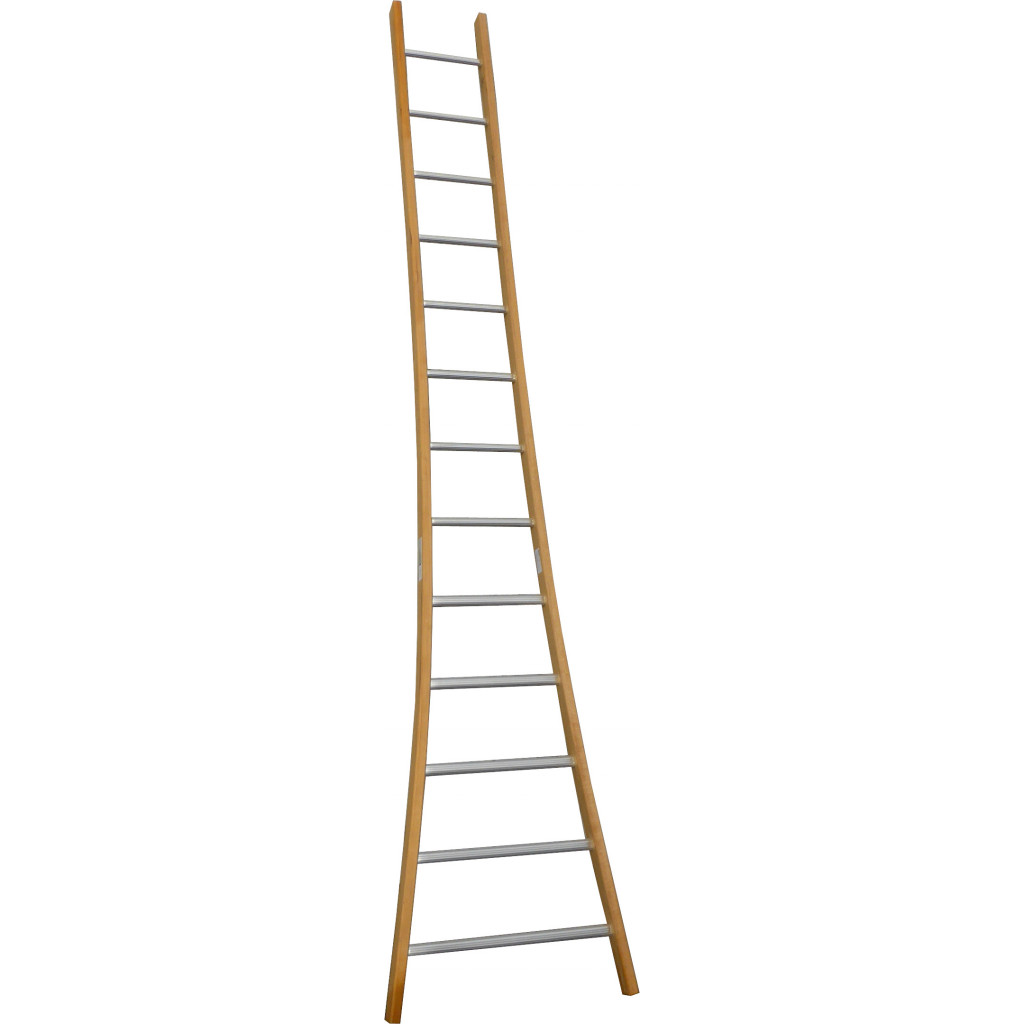 Echelle simple montants bois - échelons aluminium longueur 588 cm base ...