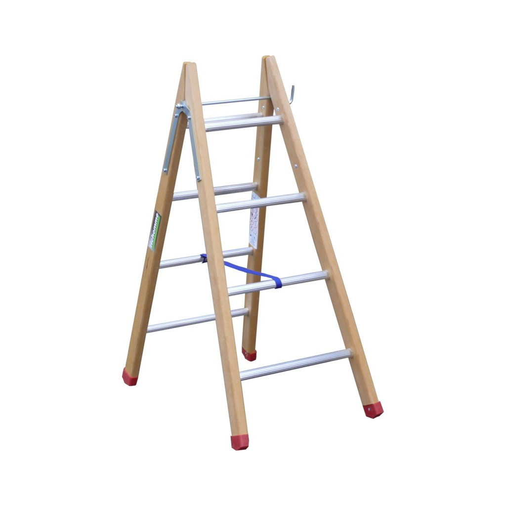 Echelle double menuiserie montants bois-échelons aluminium longueur 125 ...