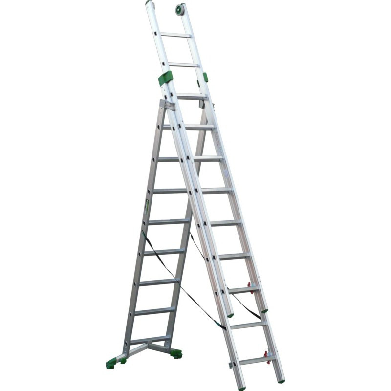 Echelle transformable 3 plans aluminium longueur pliée 294 cm - longueur aérienne 370 cm ...